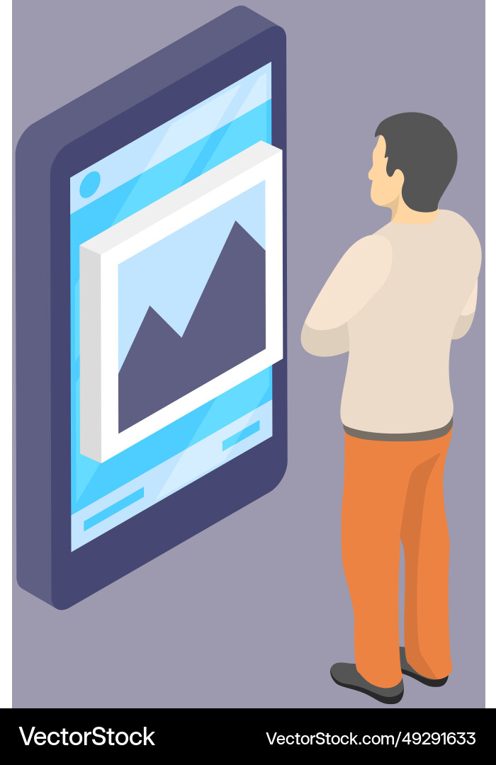 Man stands at big mobile phone person using Vector Image