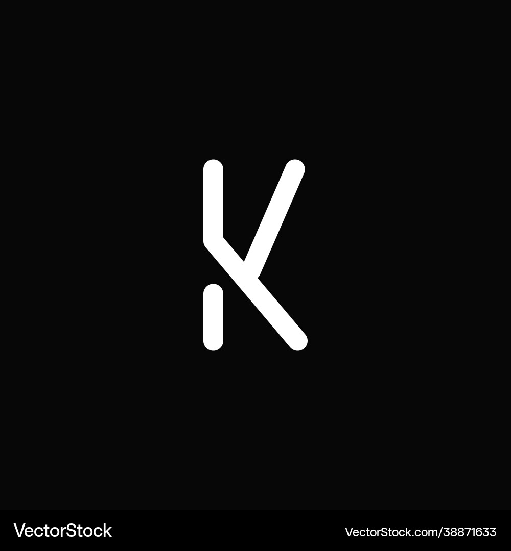 Minimalist letter k outline or monogram white Vector Image