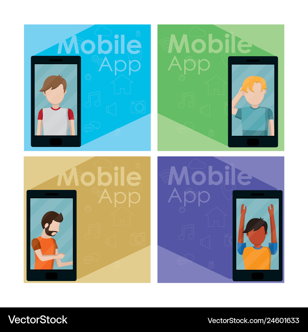 Set of mobile app cards Royalty Free Vector Image