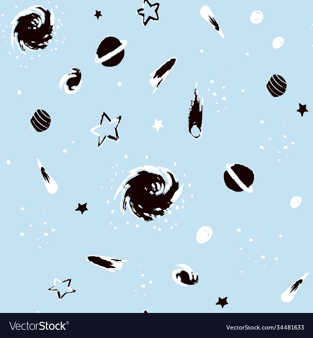 Space seamless pattern print design Royalty Free Vector