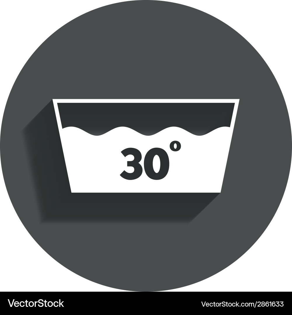 Wash icon machine washable at 30 degrees symbol Vector Image
