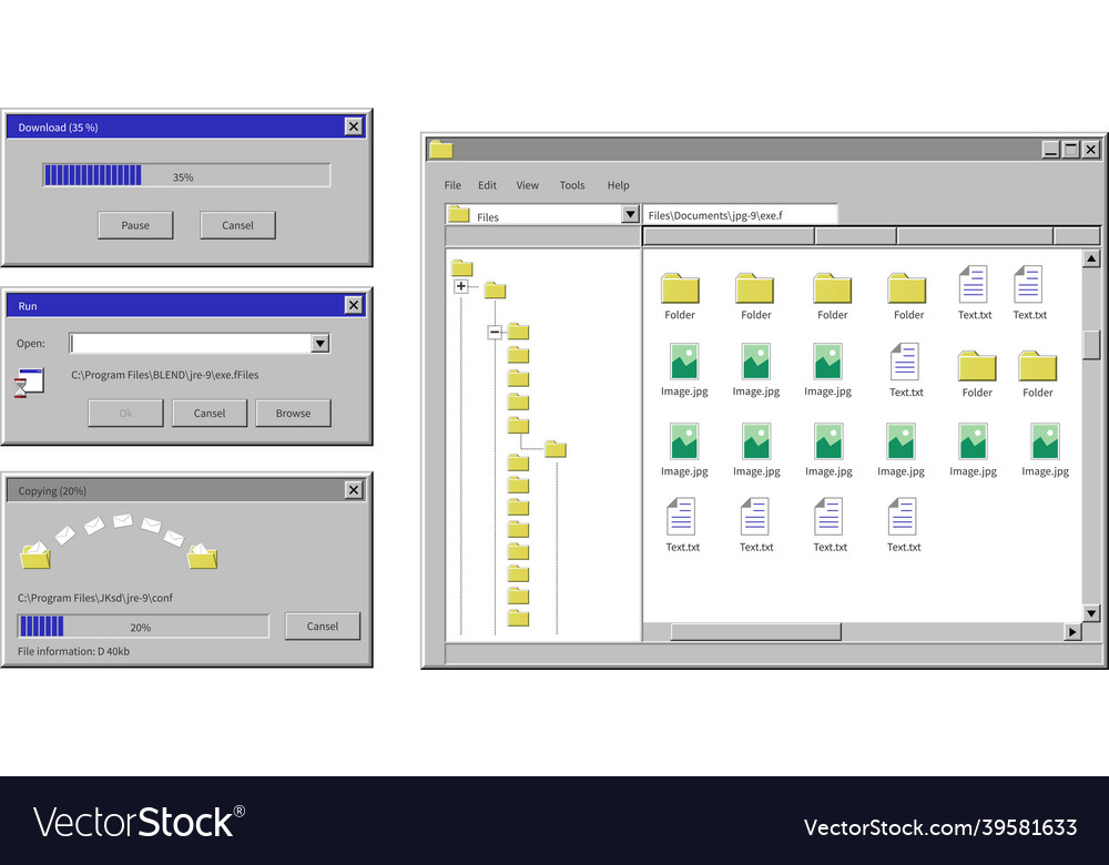 Windows xp application interface with buttons Vector Image