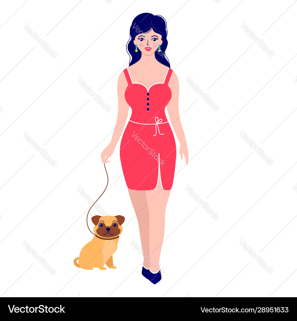 Woman with dog Royalty Free Vector Image - VectorStock