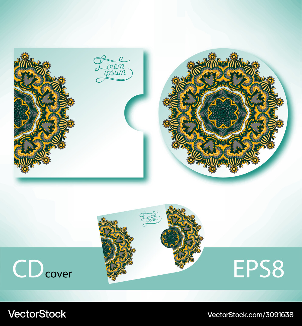 Cd cover design template with ukrainian ethnic Vector Image