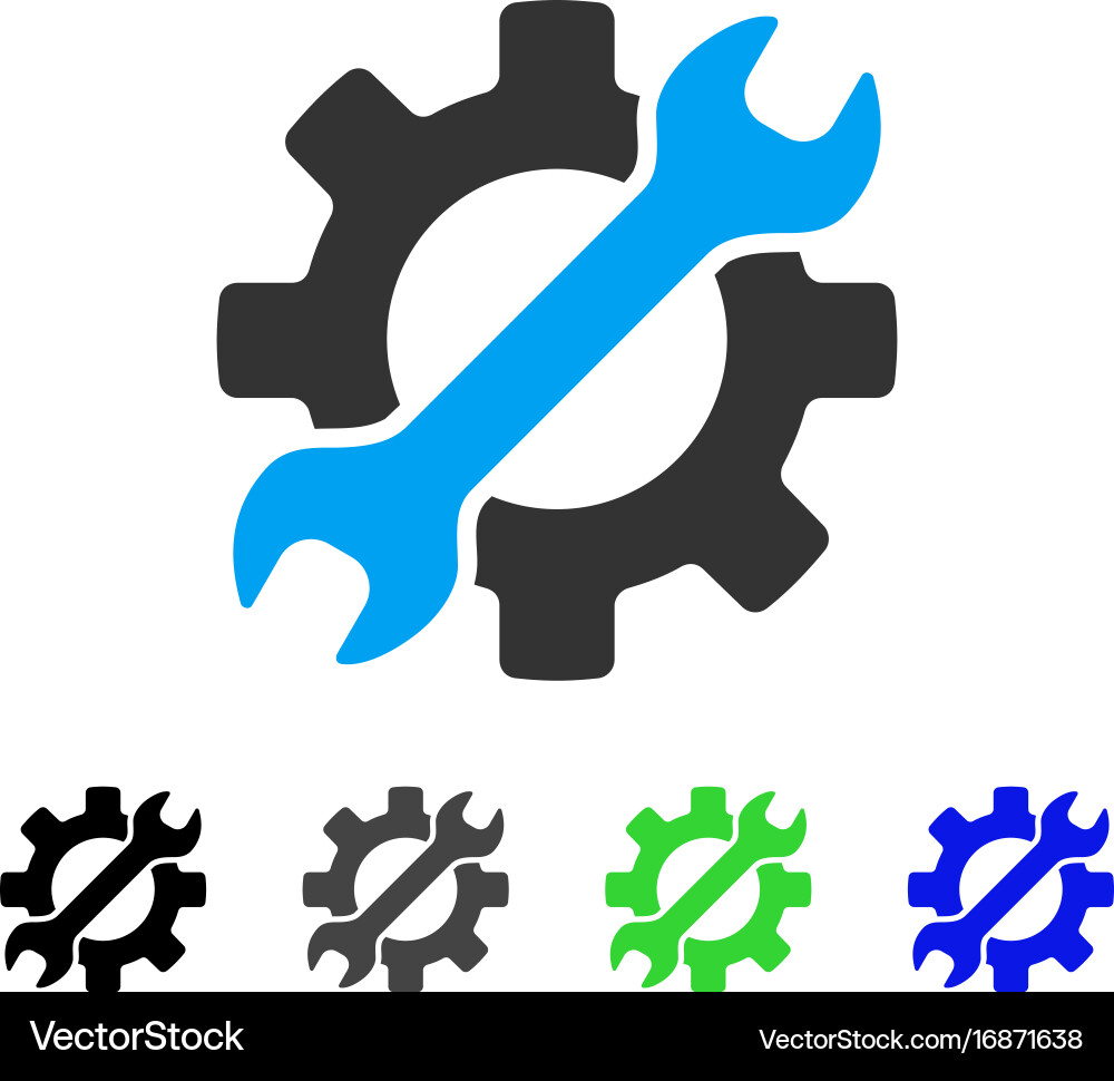Configure wrench and gear flat icon Royalty Free Vector