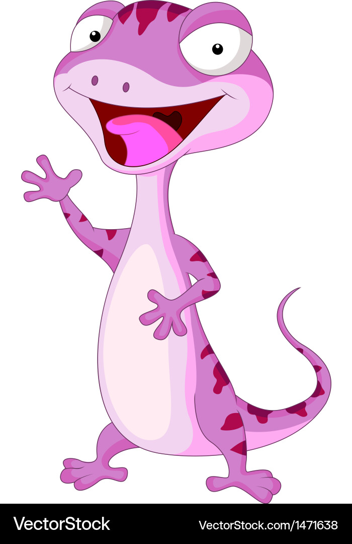 Cute gecko cartoon waving Royalty Free Vector Image