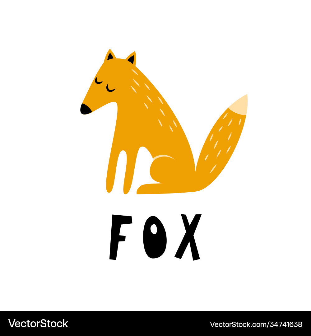 Fox drawn in cartoon style lettering Royalty Free Vector