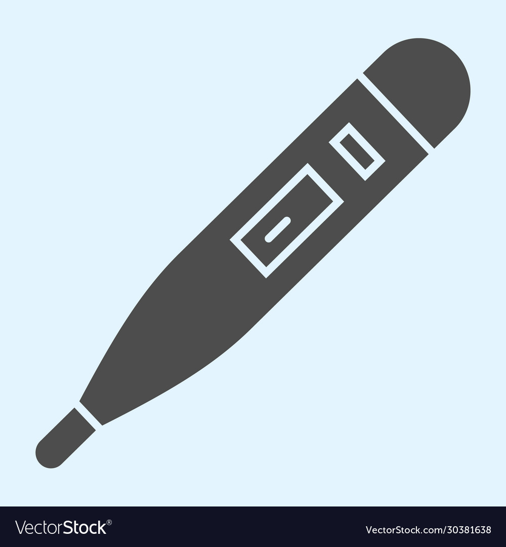 Glass thermometer solid icon measuring fever Vector Image