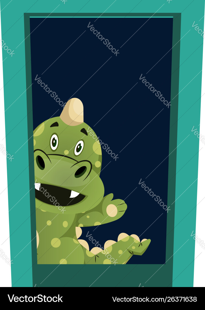 Green dragon is saying hello on white background Vector Image