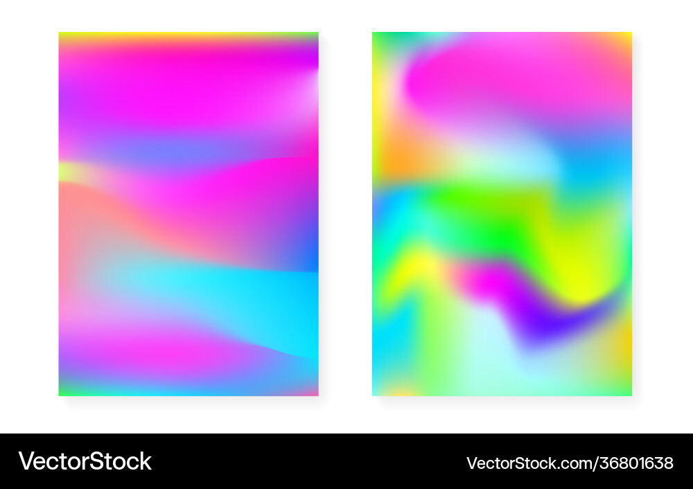 Holographic cover set with hologram gradient Vector Image