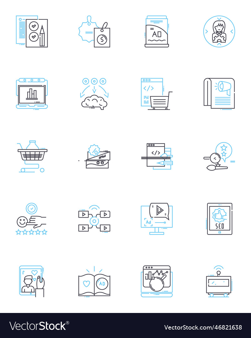 Influence power linear icons set authority Vector Image Influence power linear icons set authority Vector Image