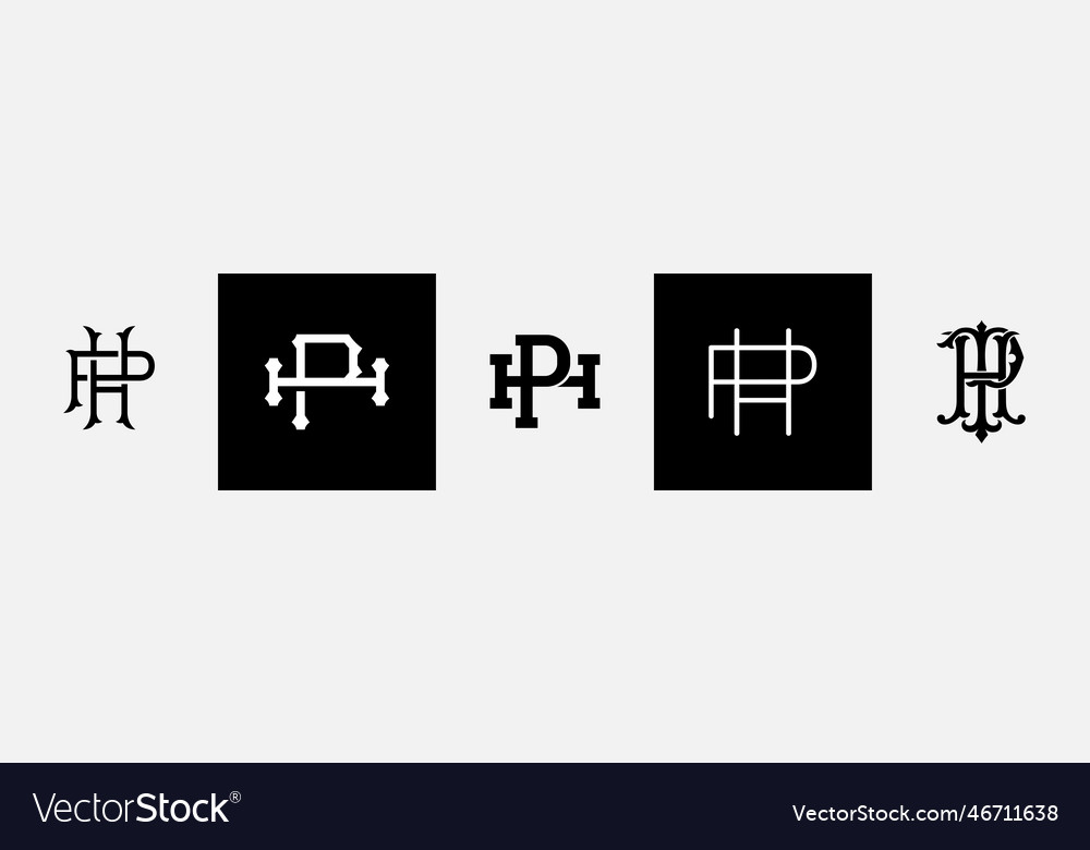 Initial letters ph monogram logo design bundle Vector Image