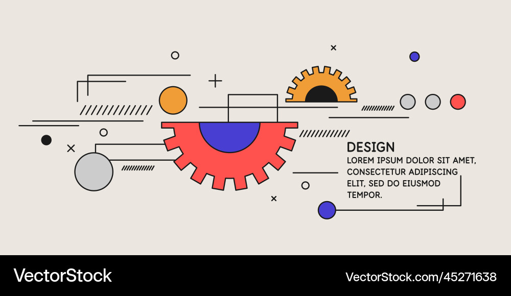 Modern geometric composition of various shapes Vector Image