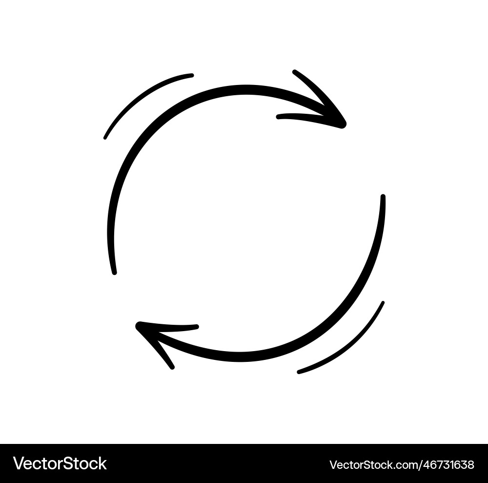 Round doodle arrow hand drawn circle arrow icon Vector Image