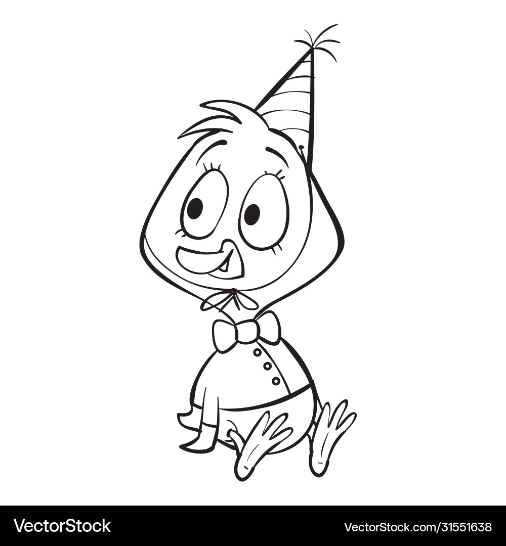 Sketch character a duckling in party Royalty Free Vector