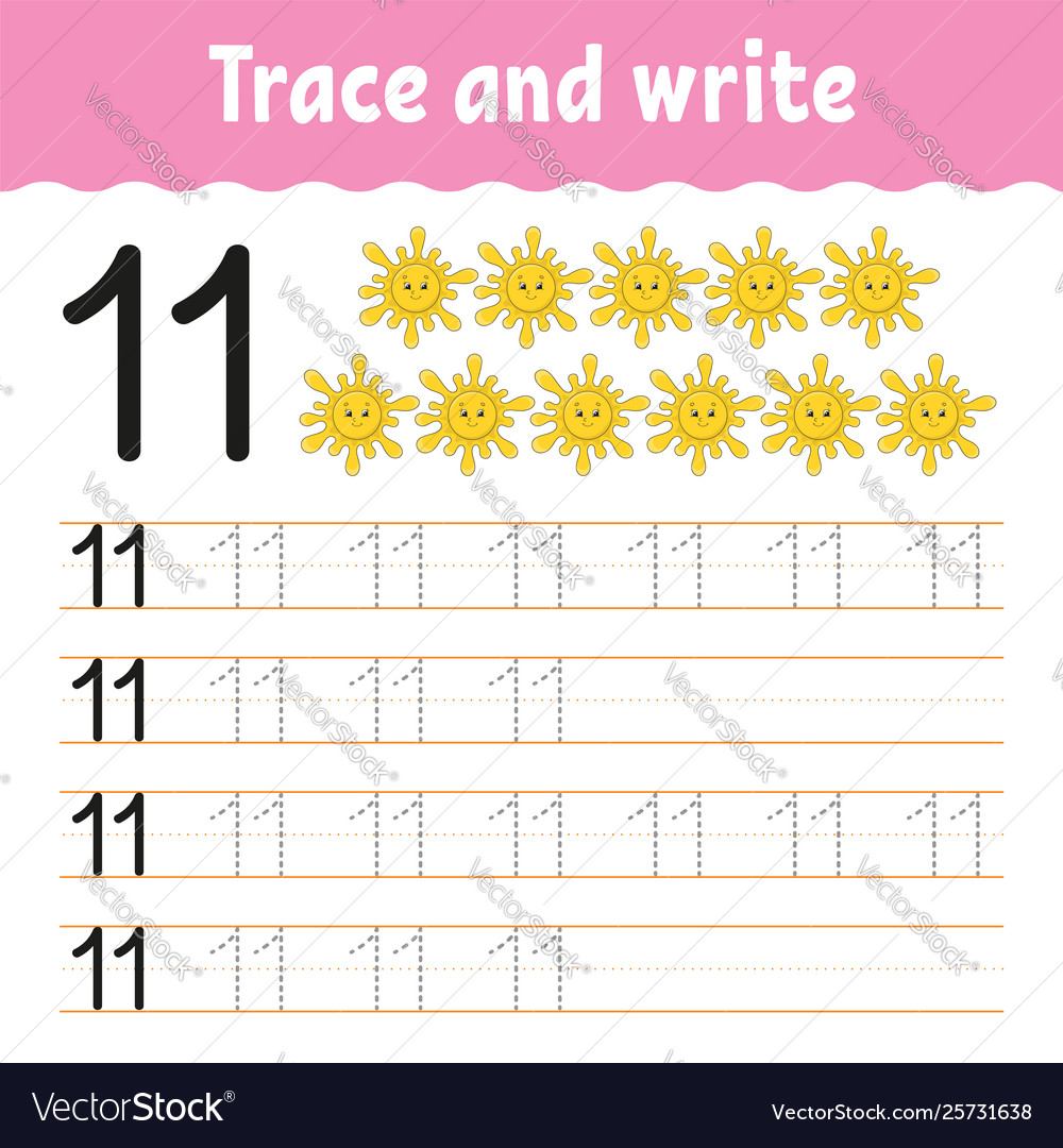 Trace and write handwriting practice learning Vector Image