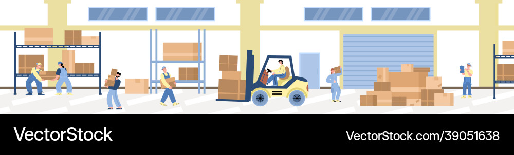 Workers in warehouse or logistic company storage Vector Image