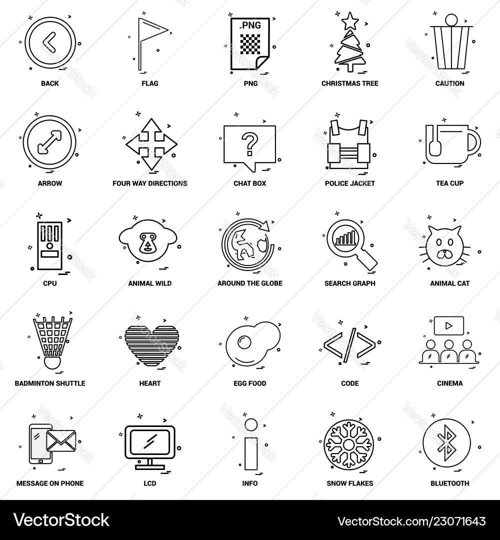 25 business concept mix line icon set Royalty Free Vector
