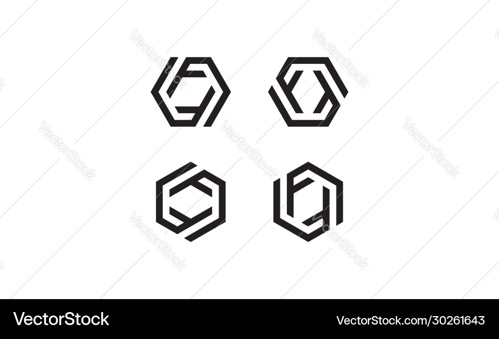 Black initial letter f cube box hexagon logo Vector Image