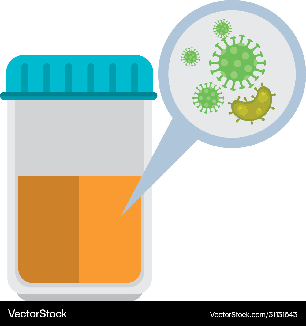 Bottle with test particles covid 19 icon Vector Image