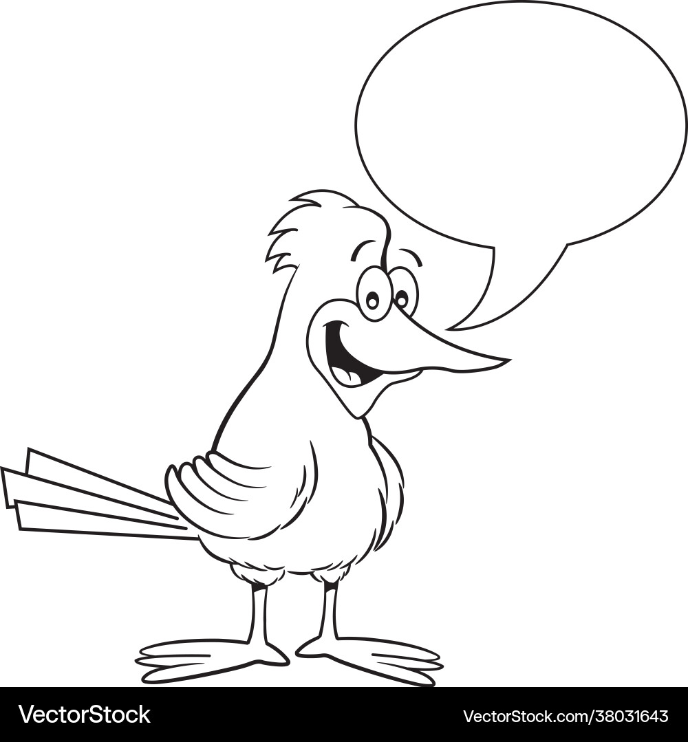 Cartoon bird with a caption balloon Royalty Free Vector