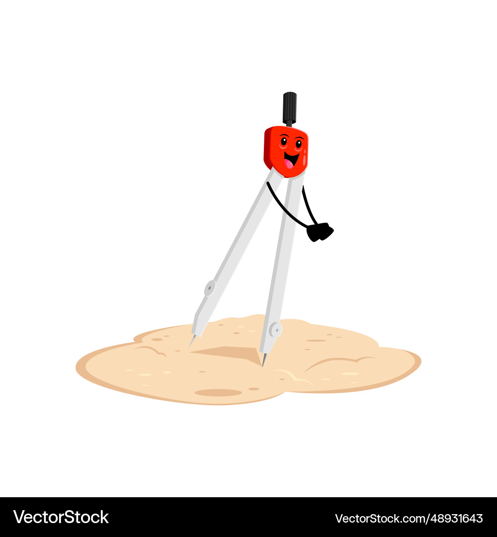 Cartoon compass or divider playing volleyball Vector Image