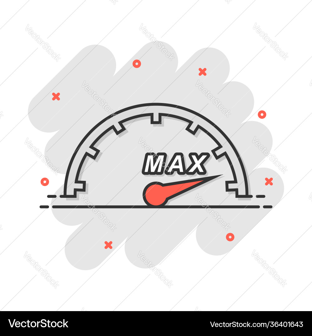 Cartoon max speed icon in comic style speedometer Vector Image