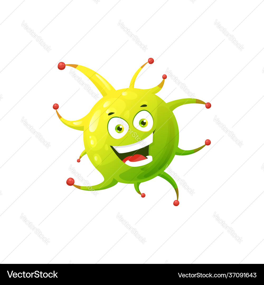 Cartoon virus cell icon bacteria or germ Vector Image