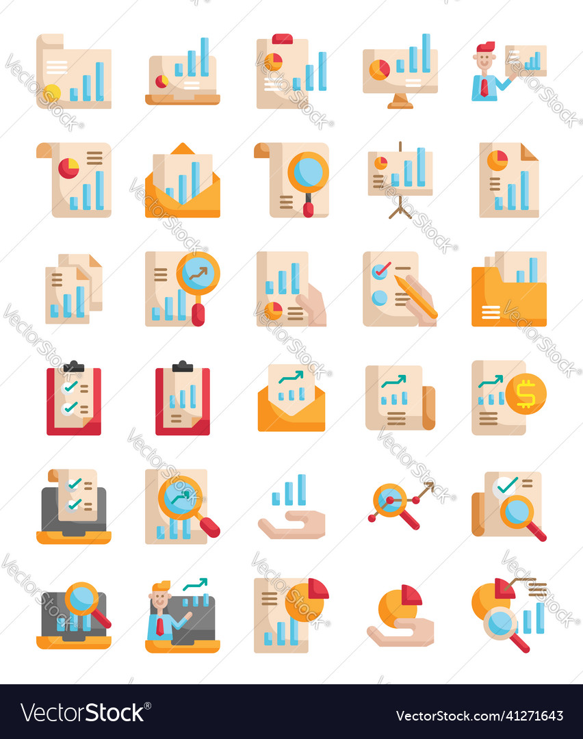 Flat report analysis document icon Royalty Free Vector Image