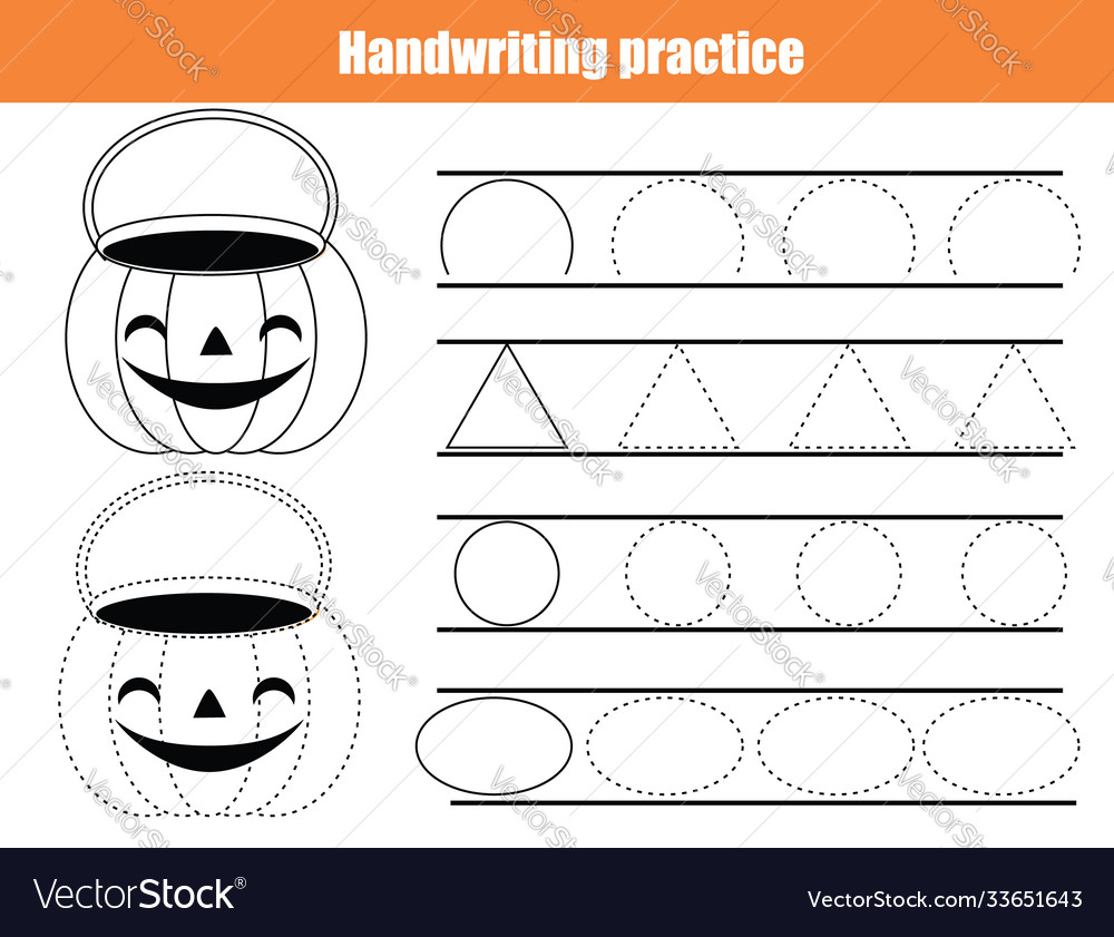 Halloween theme handwriting practice sheet early Vector Image