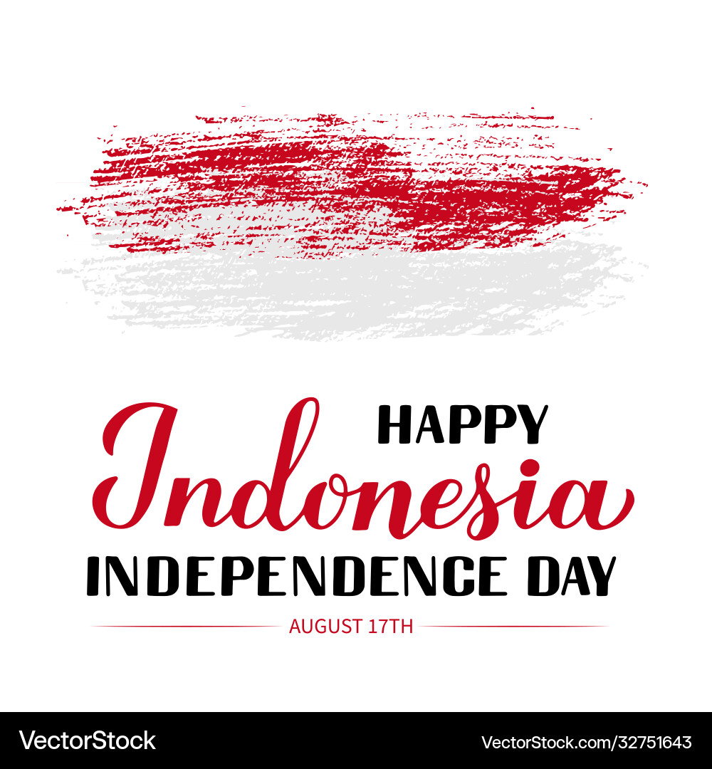 Indonesia independence day calligraphy hand Vector Image