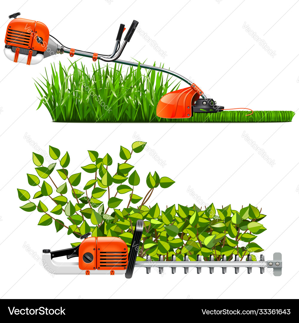 Mowing lawns and bushes Royalty Free Vector Image