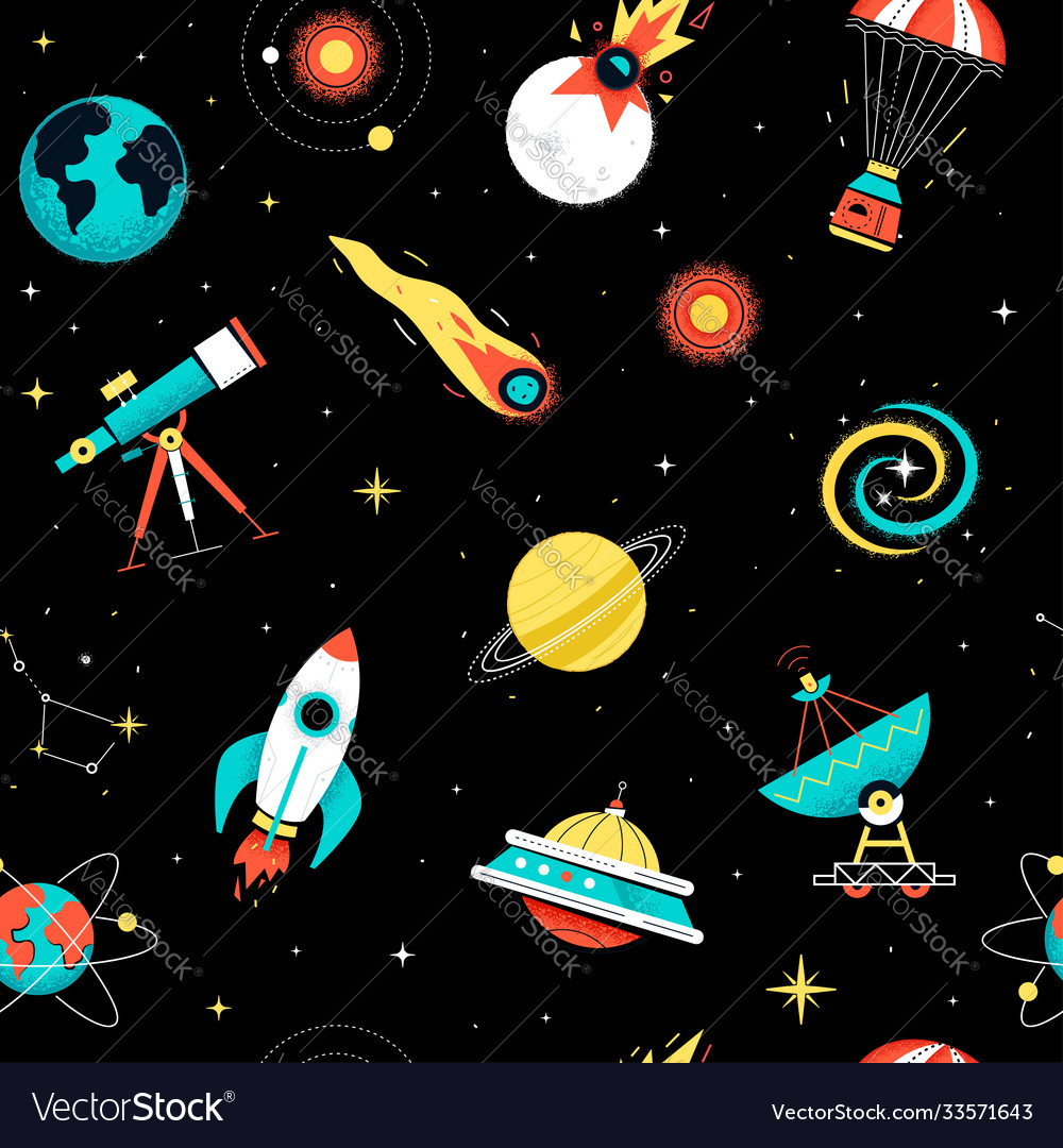 Outer space - colorful flat design style pattern Vector Image