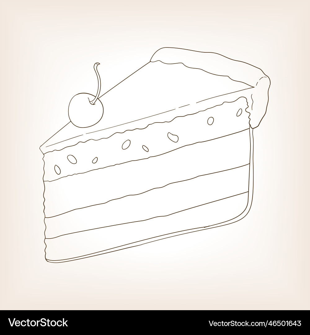 Piece of cake hand drawn sketch Royalty Free Vector Image