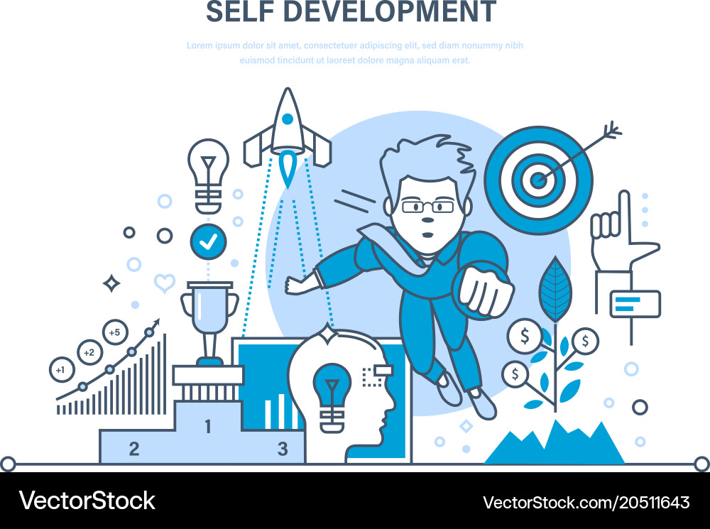 Self development growth finance and success work Vector Image