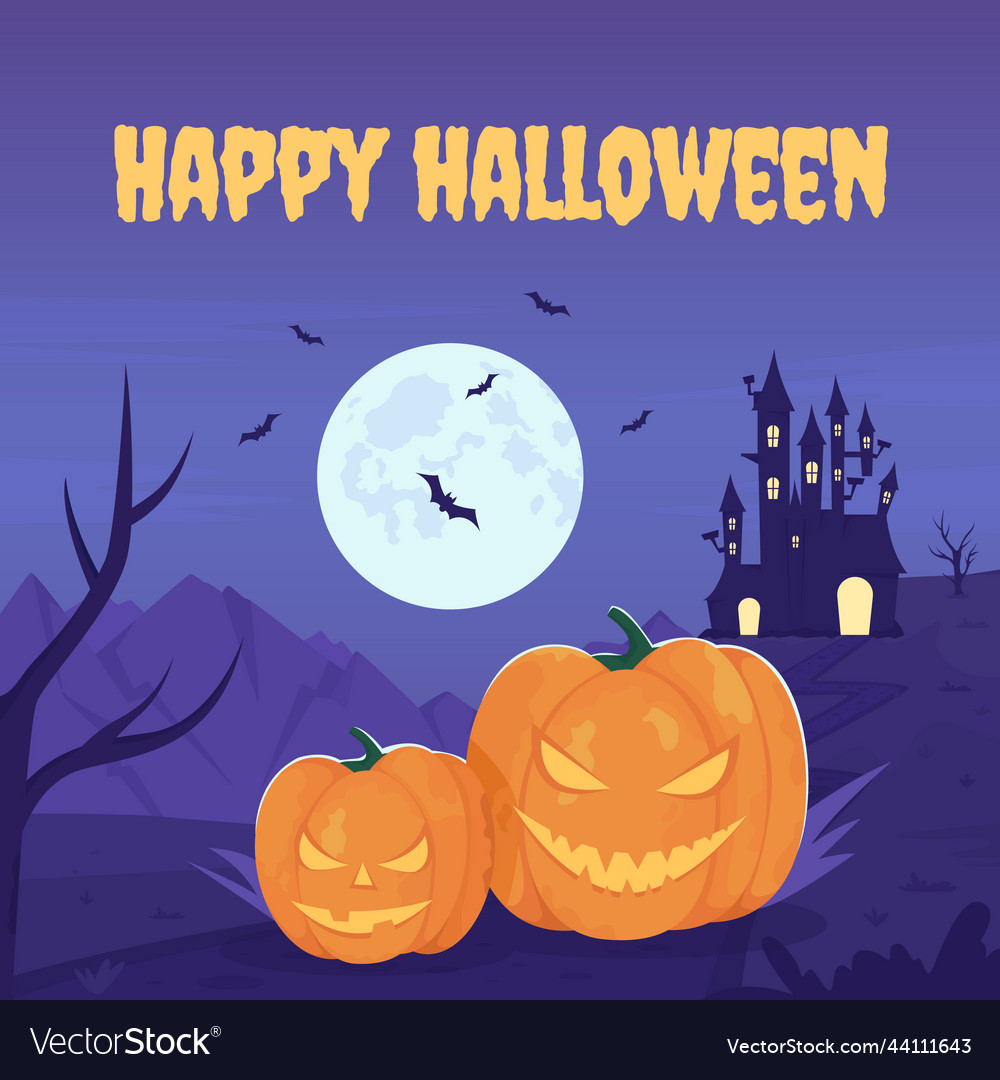 Spooky halloween greeting card template Royalty Free Vector