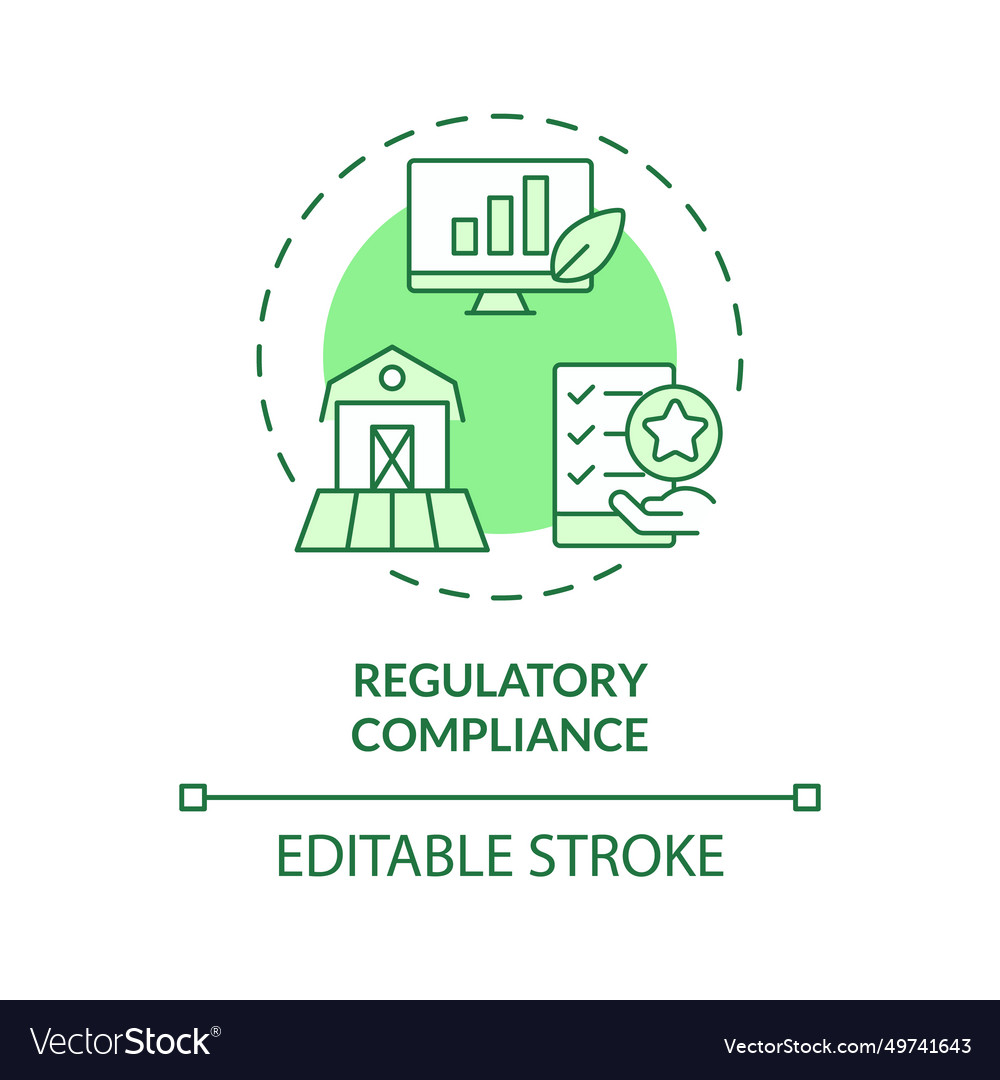Thin line green regulatory compliance icon concept