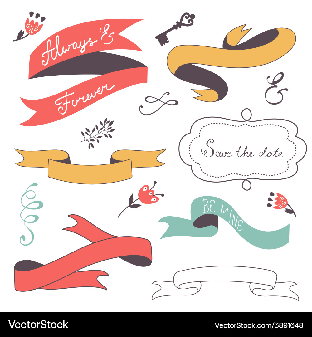 Beautiful collection of ribbons frames Royalty Free Vector