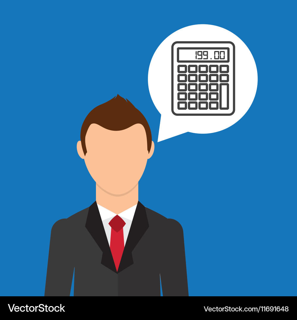 Businessman character calculator graphic Vector Image