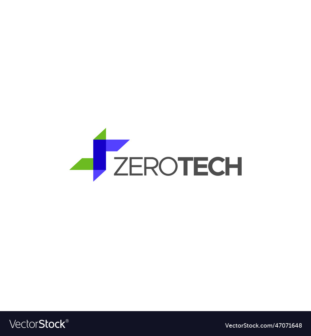 Flat letter mark initial zero tech logo design Vector Image