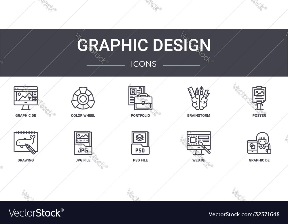 Graphic design concept line icons set contains Vector Image Graphic design concept line icons set contains Vector Image