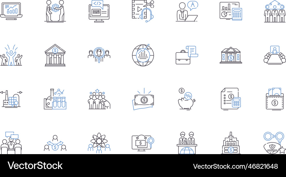 Guild service line icons collection collaboration Vector Image