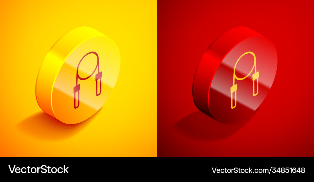 Isometric jump rope icon isolated on orange Vector Image