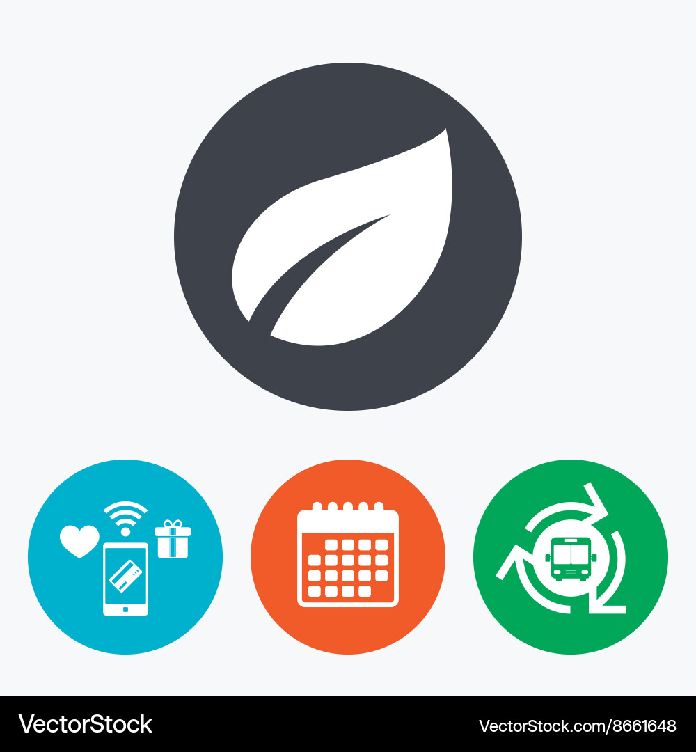 Leaf sign icon fresh product symbol Royalty Free Vector