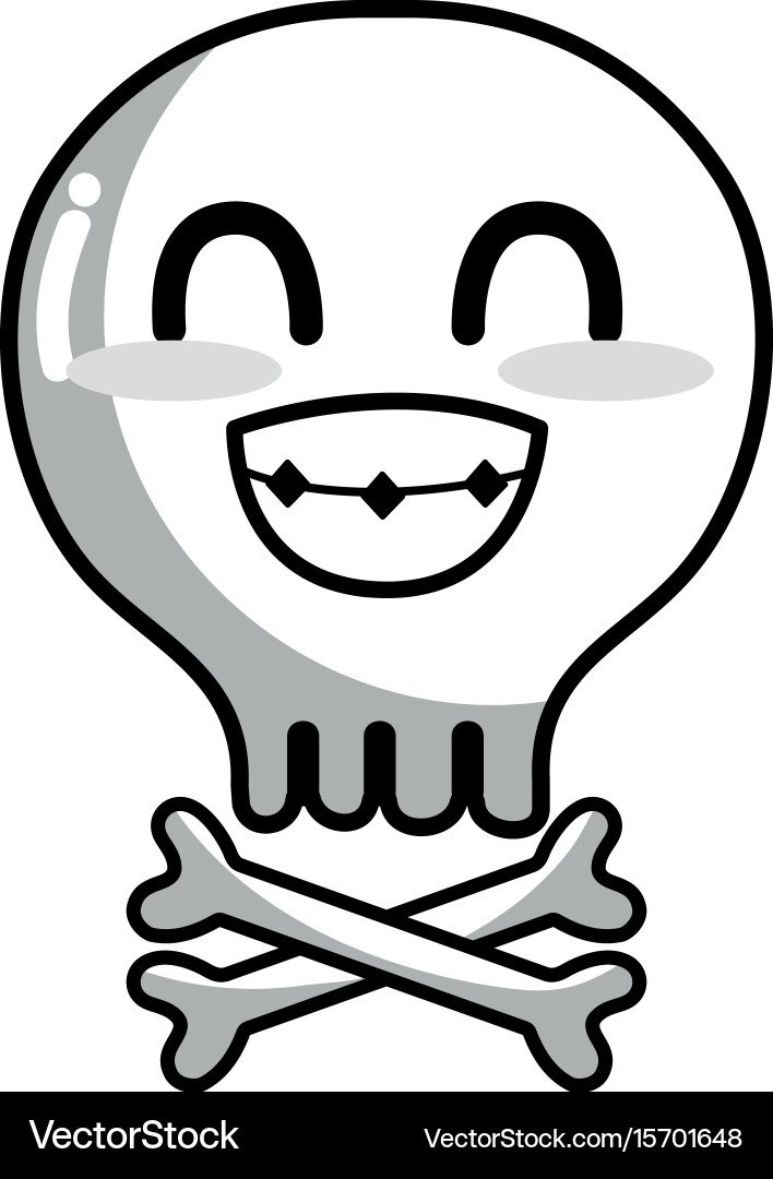 Line kawaii cute tender skull with bones Vector Image