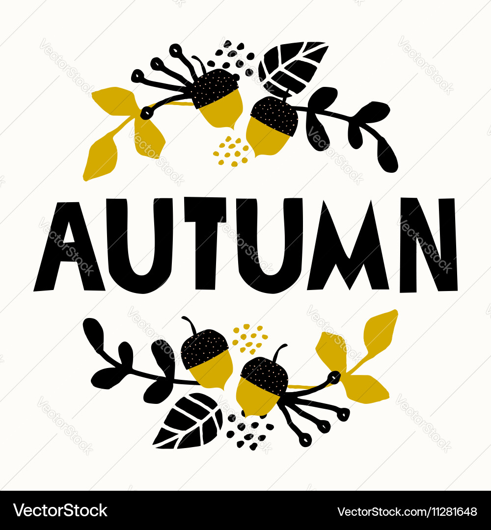 Typographic autumn design Royalty Free Vector Image