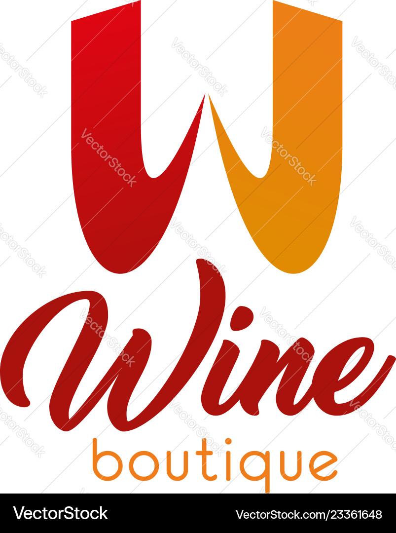 W letter icon for wine boutique Royalty Free Vector Image