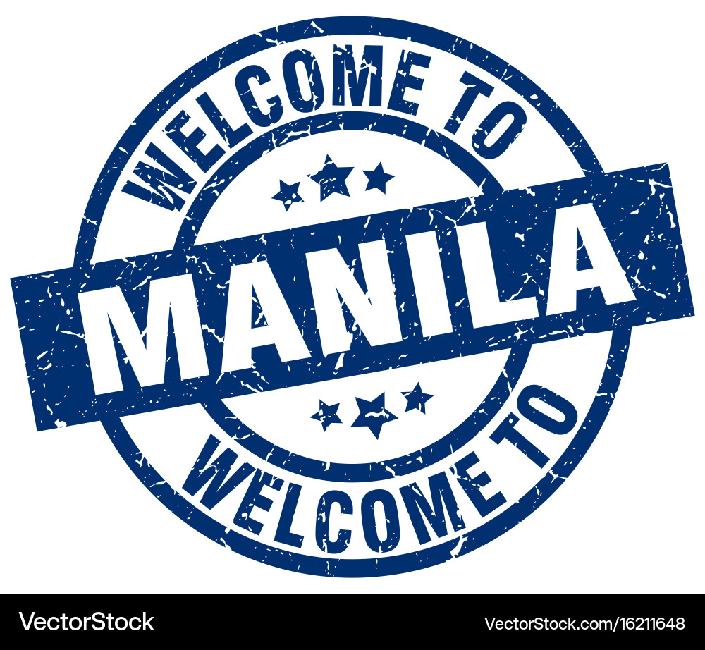 Welcome to manila blue stamp Royalty Free Vector Image