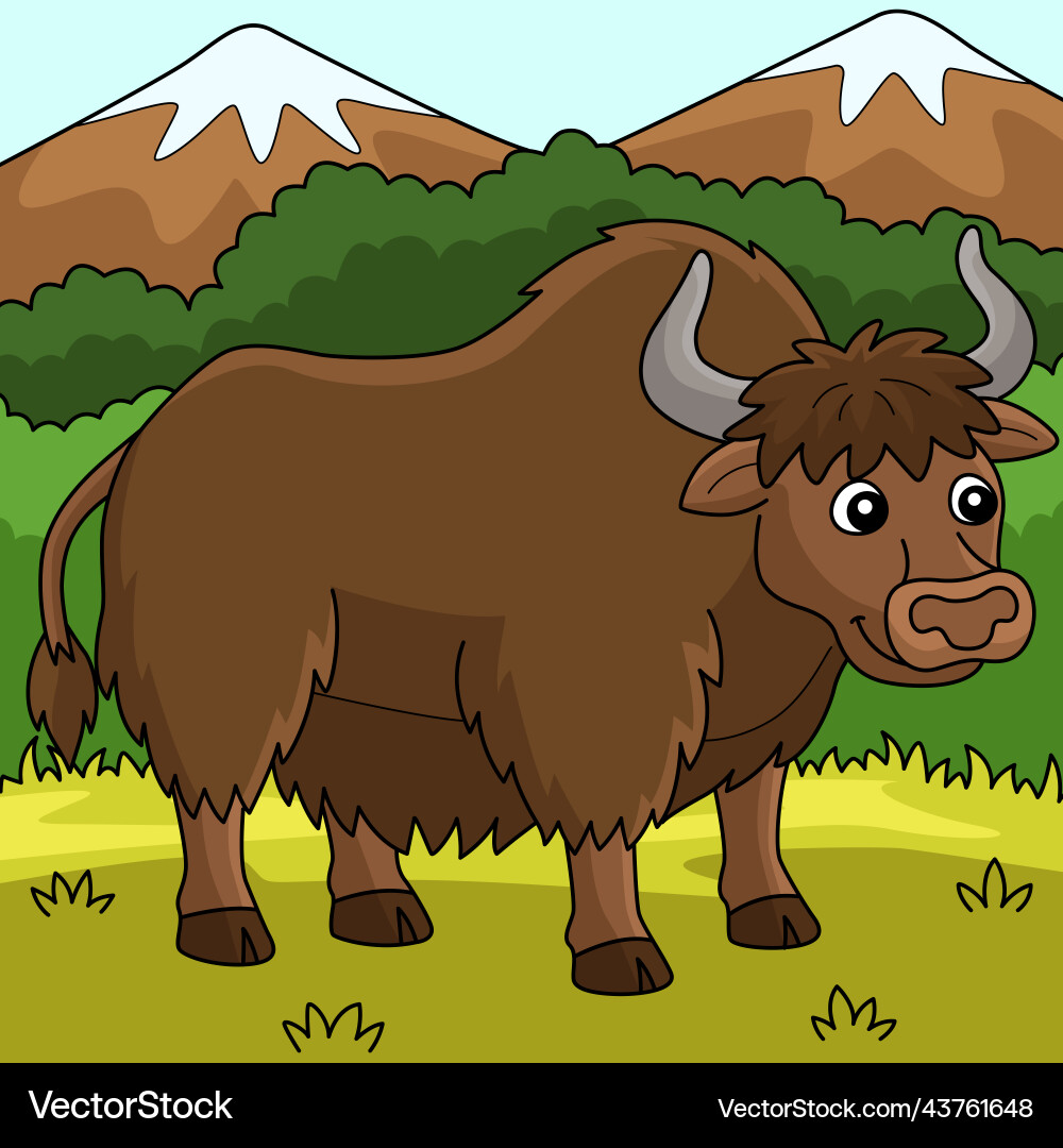 Yak animal colored cartoon Royalty Free Vector Image