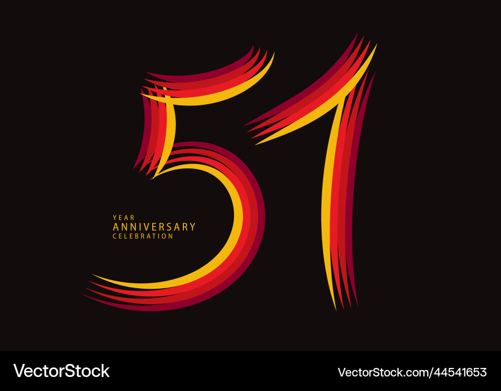 51 years anniversary celebration logotype red Vector Image